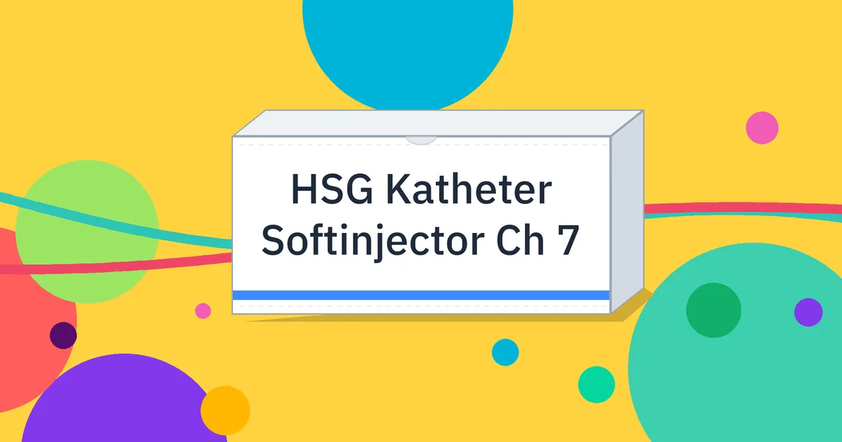 Symbolbild: Packung mit der Aufschrift HSG Katheter Softinjector Ch 7 (PZN 18602573) – Verfügbarkeit und Bezug in Apotheken in Frankfurt am Main