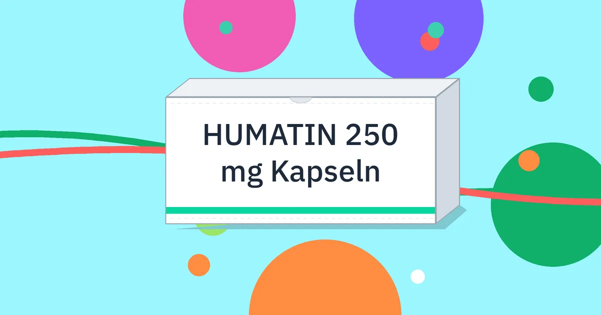 Symbolbild: Packung mit der Aufschrift HUMATIN 250 mg Kapseln (PZN 14348675) – Verfügbarkeit und Bezug in Apotheken in Frankfurt am Main
