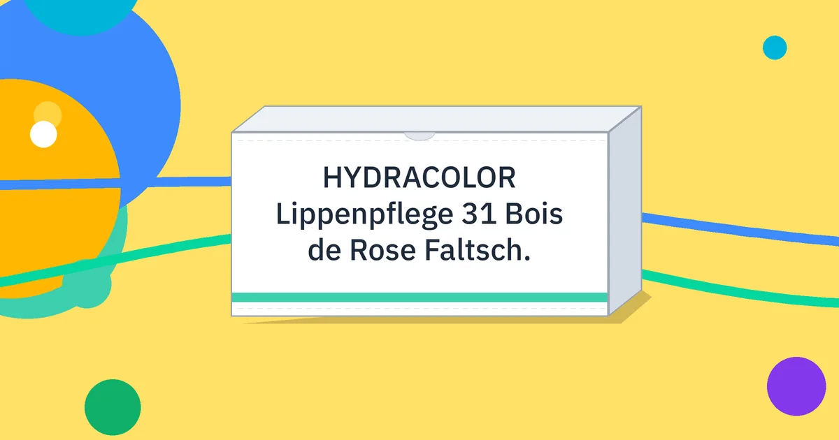 Symbolbild: Packung mit der Aufschrift HYDRACOLOR Lippenpflege 31 Bois de Rose Faltsch. (PZN 02268646) – Verfügbarkeit und Bezug in Apotheken in Frankfurt am Main