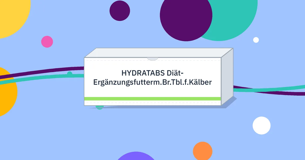 Symbolbild: Packung mit der Aufschrift HYDRATABS Diät-Ergänzungsfutterm.Br.Tbl.f.Kälber (PZN 20003986) – Verfügbarkeit und Bezug in Apotheken in Frankfurt am Main