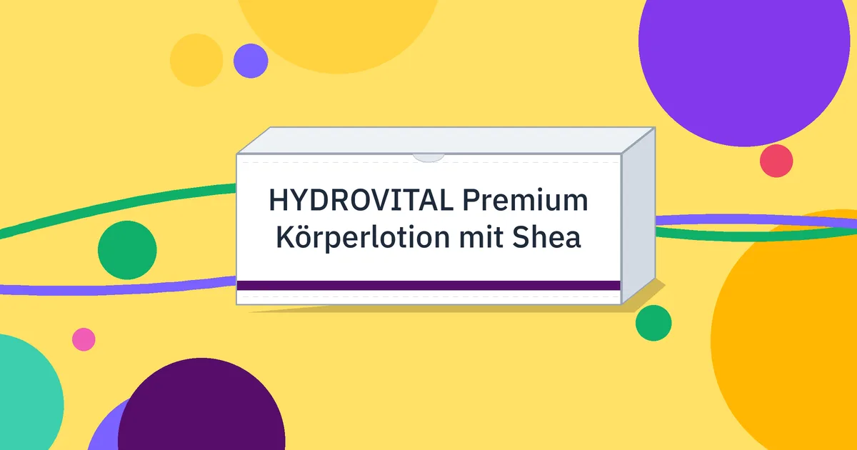 Symbolbild: Packung mit der Aufschrift HYDROVITAL Premium Körperlotion mit Shea (PZN 18207380) – Verfügbarkeit und Bezug in Apotheken in Frankfurt am Main