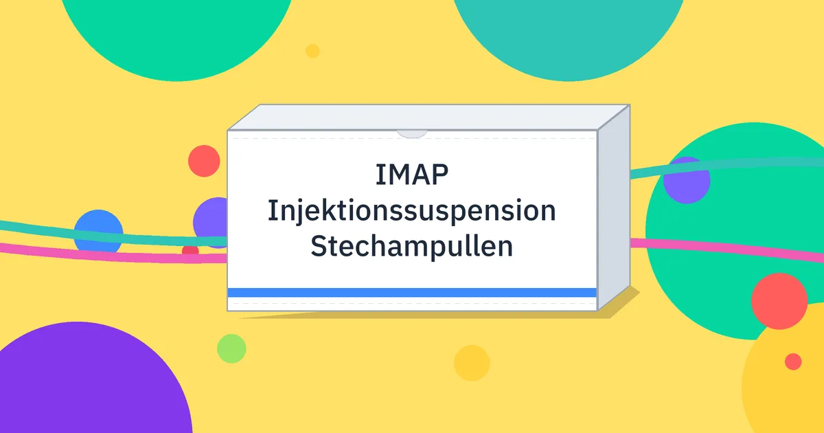 Symbolbild: Packung mit der Aufschrift IMAP Injektionssuspension Stechampullen (PZN 01440563) – Verfügbarkeit und Bezug in Apotheken in Frankfurt am Main