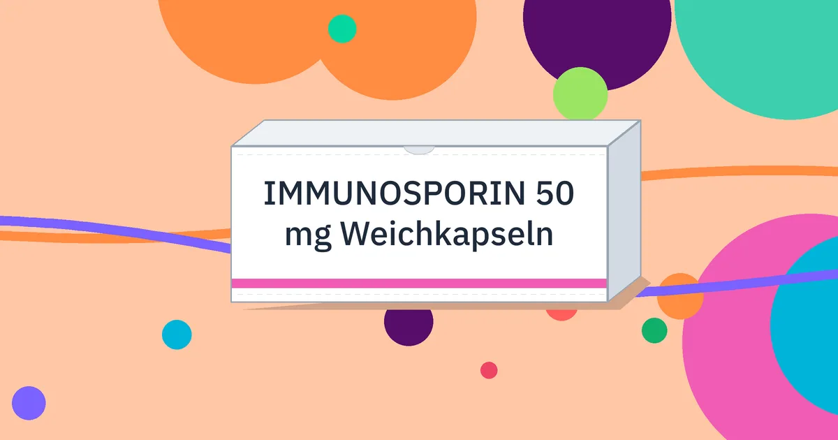 Symbolbild: Packung mit der Aufschrift IMMUNOSPORIN 50 mg Weichkapseln (PZN 02167394) – Verfügbarkeit und Bezug in Apotheken in Frankfurt am Main