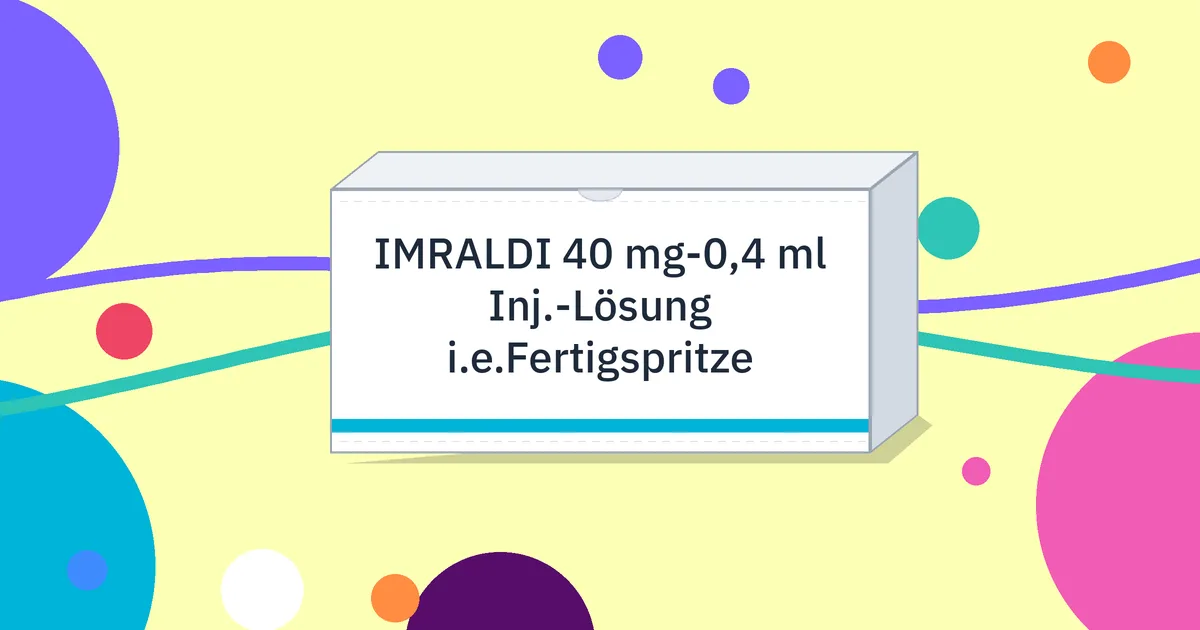 Symbolbild: Packung mit der Aufschrift IMRALDI 40 mg-0,4 ml Inj.-Lösung i.e.Fertigspritze (PZN 18425912) – Verfügbarkeit und Bezug in Apotheken in Frankfurt am Main