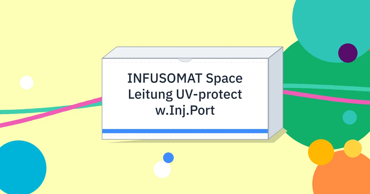 Symbolbild: Packung mit der Aufschrift INFUSOMAT Space Leitung UV-protect w.Inj.Port (PZN 09915480) – Verfügbarkeit und Bezug in Apotheken in Frankfurt am Main