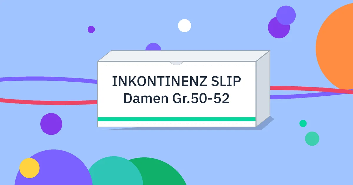 Symbolbild: Packung mit der Aufschrift INKONTINENZ SLIP Damen Gr.50-52 (PZN 04618234) – Verfügbarkeit und Bezug in Apotheken in Frankfurt am Main