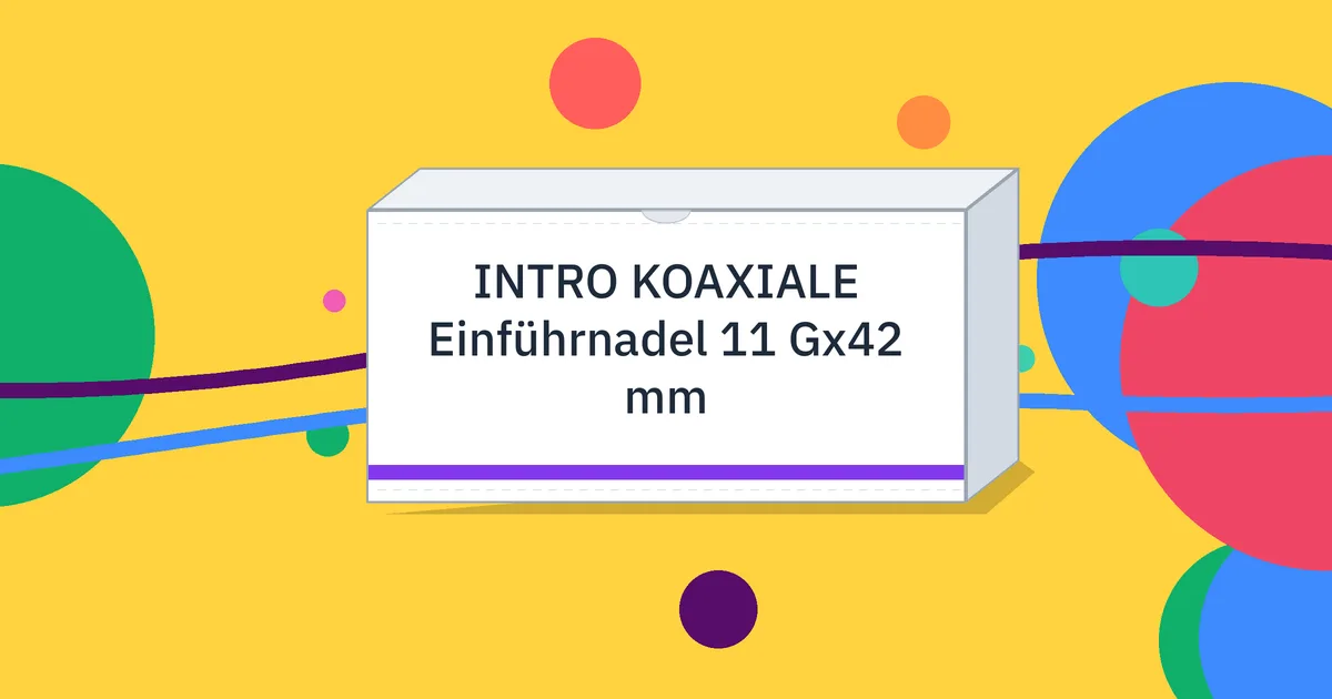 Symbolbild: Packung mit der Aufschrift INTRO KOAXIALE Einführnadel 11 Gx42 mm (PZN 19736962) – Verfügbarkeit und Bezug in Apotheken in Frankfurt am Main