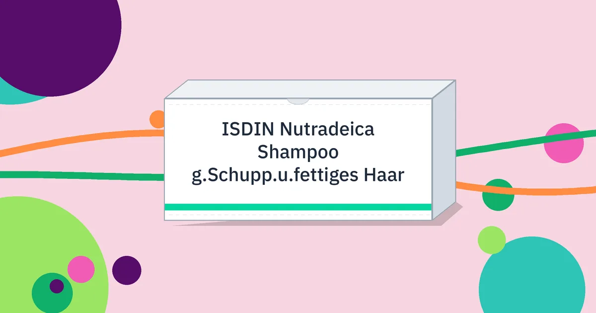 Symbolbild: Packung mit der Aufschrift ISDIN Nutradeica Shampoo g.Schupp.u.fettiges Haar (PZN 16573815) – Verfügbarkeit und Bezug in Apotheken in Frankfurt am Main