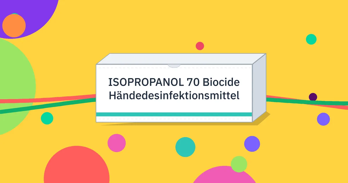Symbolbild: Packung mit der Aufschrift ISOPROPANOL 70 Biocide Händedesinfektionsmittel (PZN 19178249) – Verfügbarkeit und Bezug in Apotheken in Frankfurt am Main