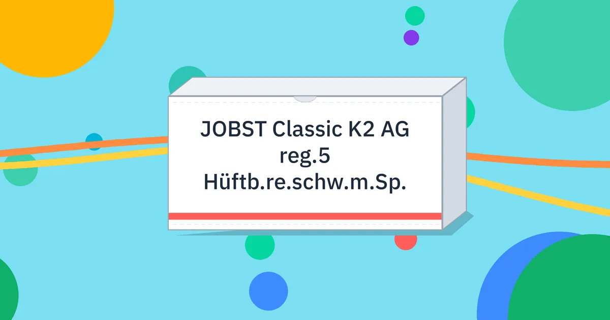 Symbolbild: Packung mit der Aufschrift JOBST Classic K2 AG reg.5 Hüftb.re.schw.m.Sp. (PZN 13067170) – Verfügbarkeit und Bezug in Apotheken in Frankfurt am Main