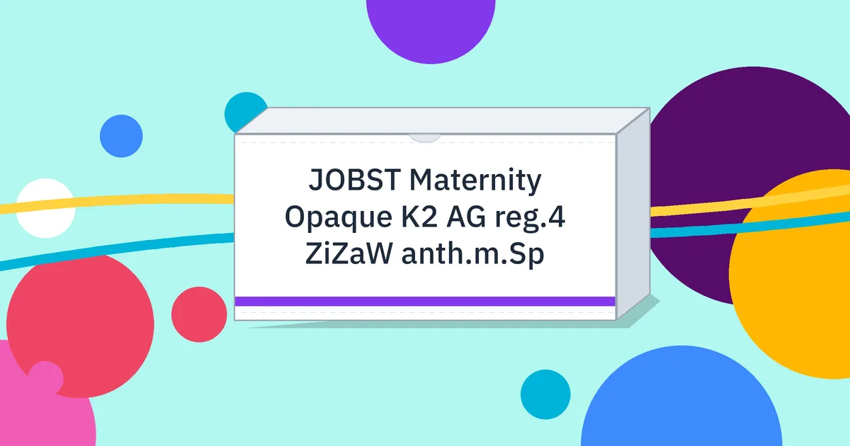 Symbolbild: Packung mit der Aufschrift JOBST Maternity Opaque K2 AG reg.4 ZiZaW anth.m.Sp (PZN 15856008) – Verfügbarkeit und Bezug in Apotheken in Frankfurt am Main