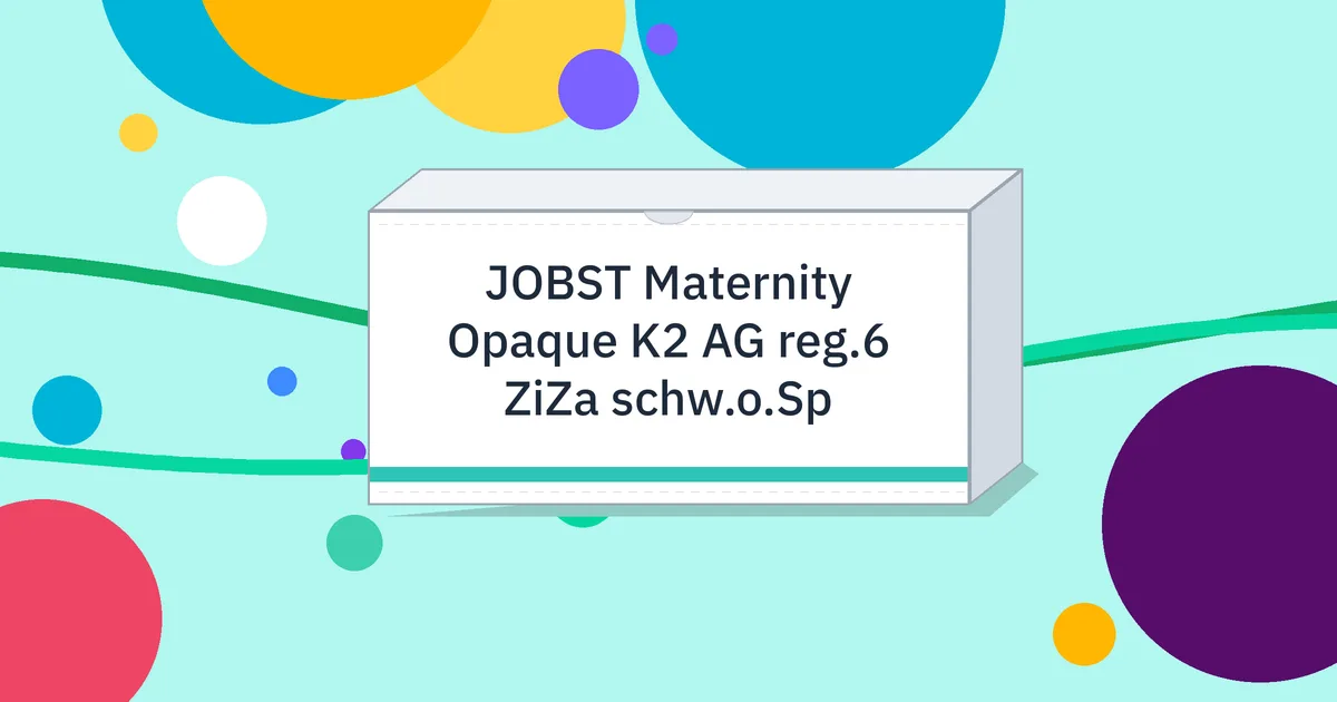 Symbolbild: Packung mit der Aufschrift JOBST Maternity Opaque K2 AG reg.6 ZiZa schw.o.Sp (PZN 15853441) – Verfügbarkeit und Bezug in Apotheken in Frankfurt am Main