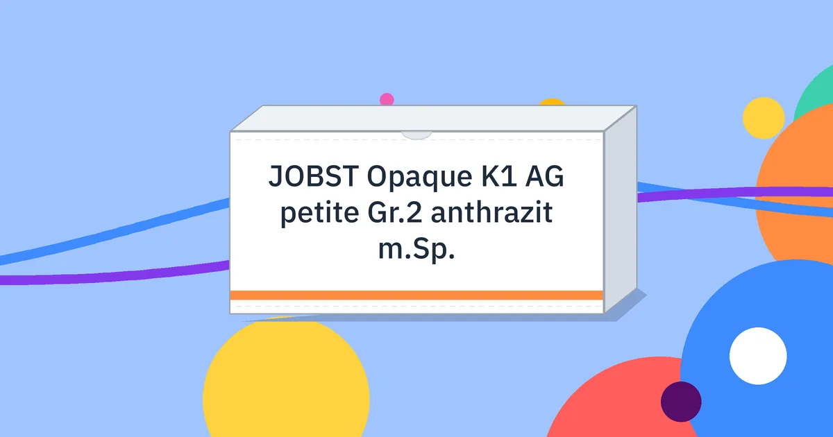 Symbolbild: Packung mit der Aufschrift JOBST Opaque K1 AG petite Gr.2 anthrazit m.Sp. (PZN 16271497) – Verfügbarkeit und Bezug in Apotheken in Frankfurt am Main