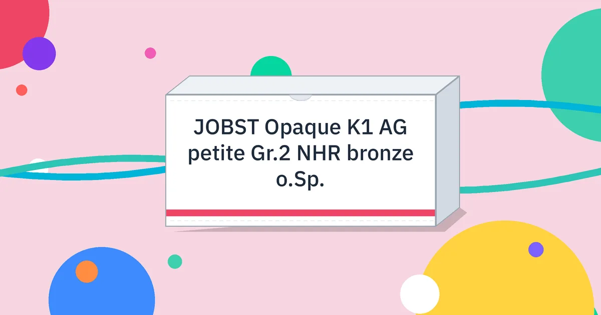 Symbolbild: Packung mit der Aufschrift JOBST Opaque K1 AG petite Gr.2 NHR bronze o.Sp. (PZN 13087971) – Verfügbarkeit und Bezug in Apotheken in Frankfurt am Main