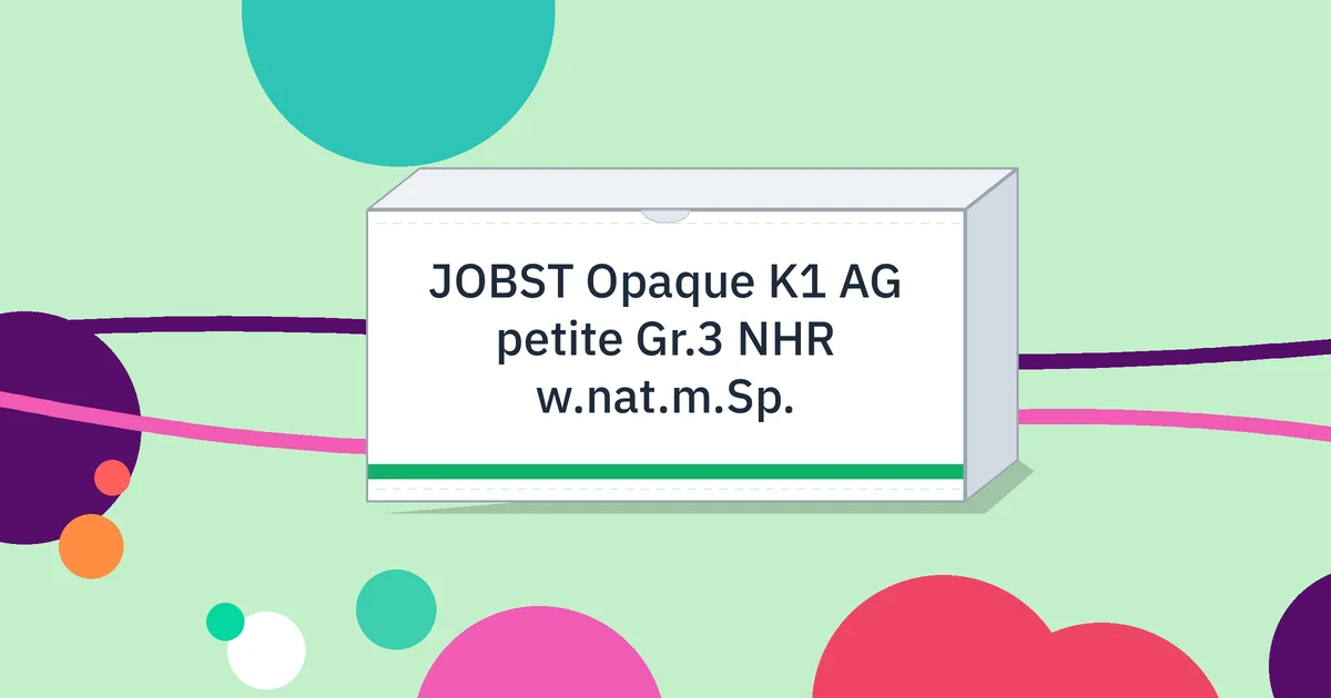 Symbolbild: Packung mit der Aufschrift JOBST Opaque K1 AG petite Gr.3 NHR w.nat.m.Sp. (PZN 13085050) – Verfügbarkeit und Bezug in Apotheken in Frankfurt am Main