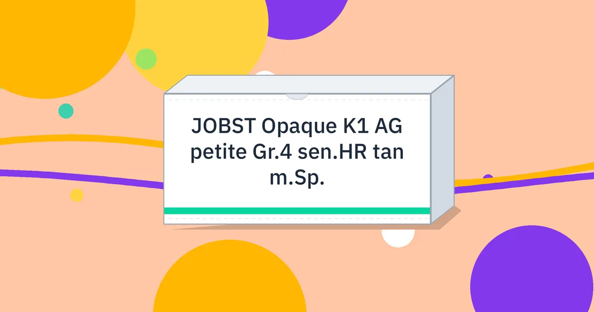 Symbolbild: Packung mit der Aufschrift JOBST Opaque K1 AG petite Gr.4 sen.HR tan m.Sp. (PZN 16270210) – Verfügbarkeit und Bezug in Apotheken in Frankfurt am Main