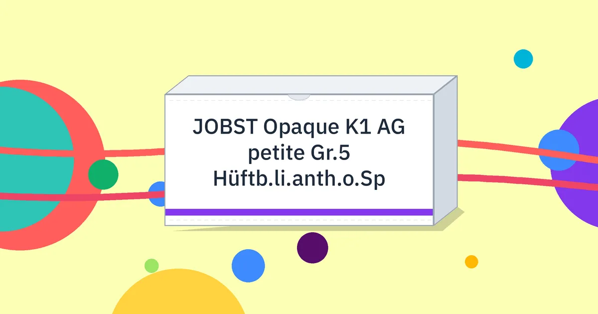 Symbolbild: Packung mit der Aufschrift JOBST Opaque K1 AG petite Gr.5 Hüftb.li.anth.o.Sp (PZN 16273036) – Verfügbarkeit und Bezug in Apotheken in Frankfurt am Main