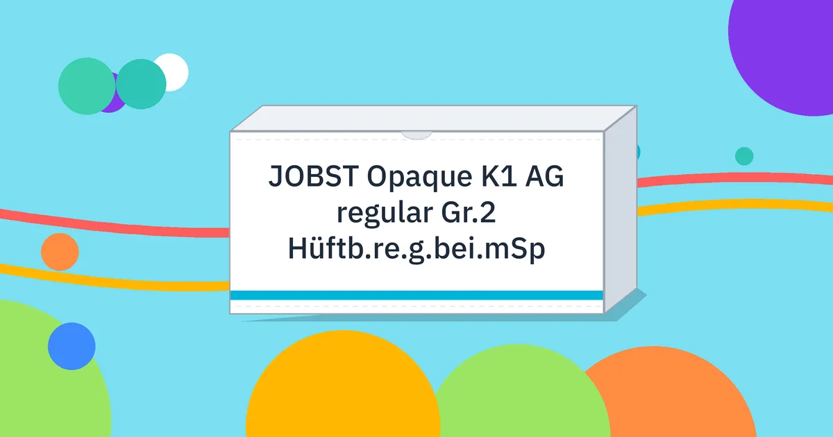 Symbolbild: Packung mit der Aufschrift JOBST Opaque K1 AG regular Gr.2 Hüftb.re.g.bei.mSp (PZN 16272226) – Verfügbarkeit und Bezug in Apotheken in Frankfurt am Main