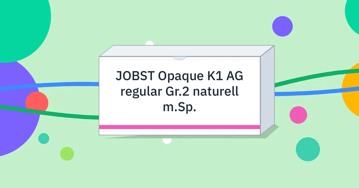 Symbolbild: Packung mit der Aufschrift JOBST Opaque K1 AG regular Gr.2 naturell m.Sp. (PZN 13092280) – Verfügbarkeit und Bezug in Apotheken in Frankfurt am Main