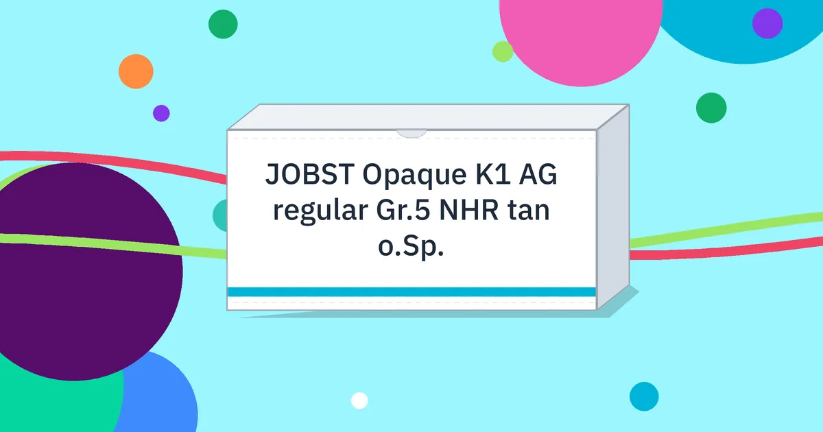 Symbolbild: Packung mit der Aufschrift JOBST Opaque K1 AG regular Gr.5 NHR tan o.Sp. (PZN 16266177) – Verfügbarkeit und Bezug in Apotheken in Frankfurt am Main