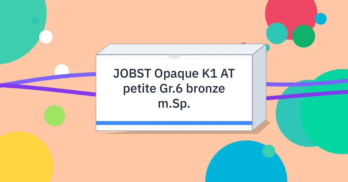 Symbolbild: Packung mit der Aufschrift JOBST Opaque K1 AT petite Gr.6 bronze m.Sp. (PZN 13103440) – Verfügbarkeit und Bezug in Apotheken in Frankfurt am Main