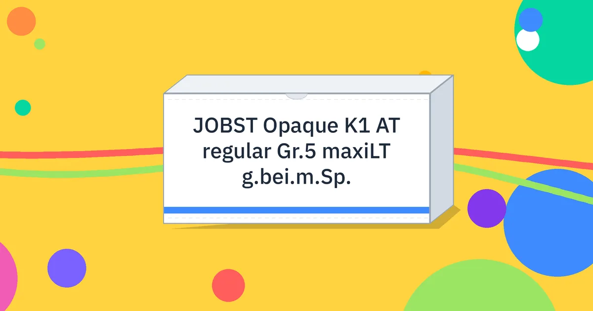 Symbolbild: Packung mit der Aufschrift JOBST Opaque K1 AT regular Gr.5 maxiLT g.bei.m.Sp. (PZN 16274739) – Verfügbarkeit und Bezug in Apotheken in Frankfurt am Main