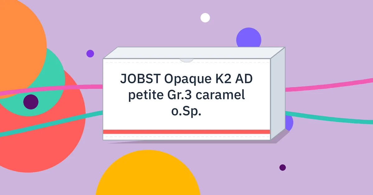 Symbolbild: Packung mit der Aufschrift JOBST Opaque K2 AD petite Gr.3 caramel o.Sp. (PZN 10722757) – Verfügbarkeit und Bezug in Apotheken in Frankfurt am Main