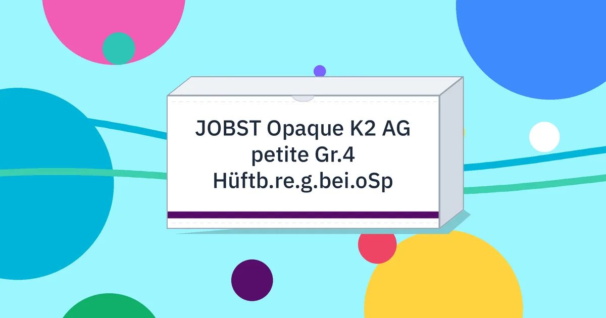 Symbolbild: Packung mit der Aufschrift JOBST Opaque K2 AG petite Gr.4 Hüftb.re.g.bei.oSp (PZN 16287848) – Verfügbarkeit und Bezug in Apotheken in Frankfurt am Main