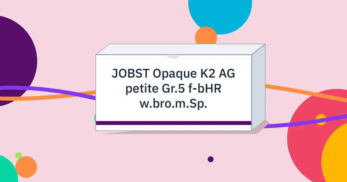 Symbolbild: Packung mit der Aufschrift JOBST Opaque K2 AG petite Gr.5 f-bHR w.bro.m.Sp. (PZN 13112002) – Verfügbarkeit und Bezug in Apotheken in Frankfurt am Main