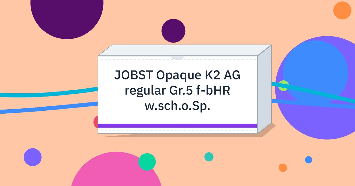 Symbolbild: Packung mit der Aufschrift JOBST Opaque K2 AG regular Gr.5 f-bHR w.sch.o.Sp. (PZN 11254146) – Verfügbarkeit und Bezug in Apotheken in Frankfurt am Main