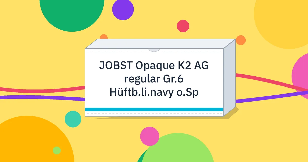 Symbolbild: Packung mit der Aufschrift JOBST Opaque K2 AG regular Gr.6 Hüftb.li.navy o.Sp (PZN 13116164) – Verfügbarkeit und Bezug in Apotheken in Frankfurt am Main