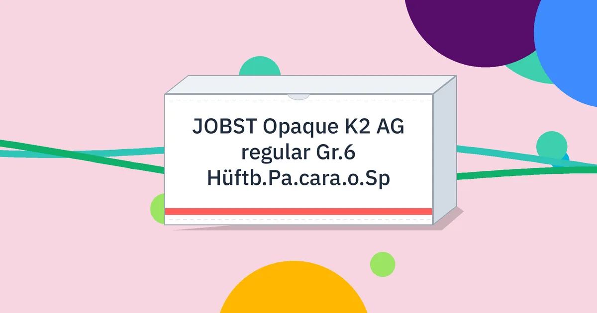 Symbolbild: Packung mit der Aufschrift JOBST Opaque K2 AG regular Gr.6 Hüftb.Pa.cara.o.Sp (PZN 13116862) – Verfügbarkeit und Bezug in Apotheken in Frankfurt am Main
