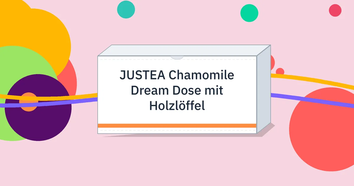 Symbolbild: Packung mit der Aufschrift JUSTEA Chamomile Dream Dose mit Holzlöffel (PZN 15419704) – Verfügbarkeit und Bezug in Apotheken in Frankfurt am Main