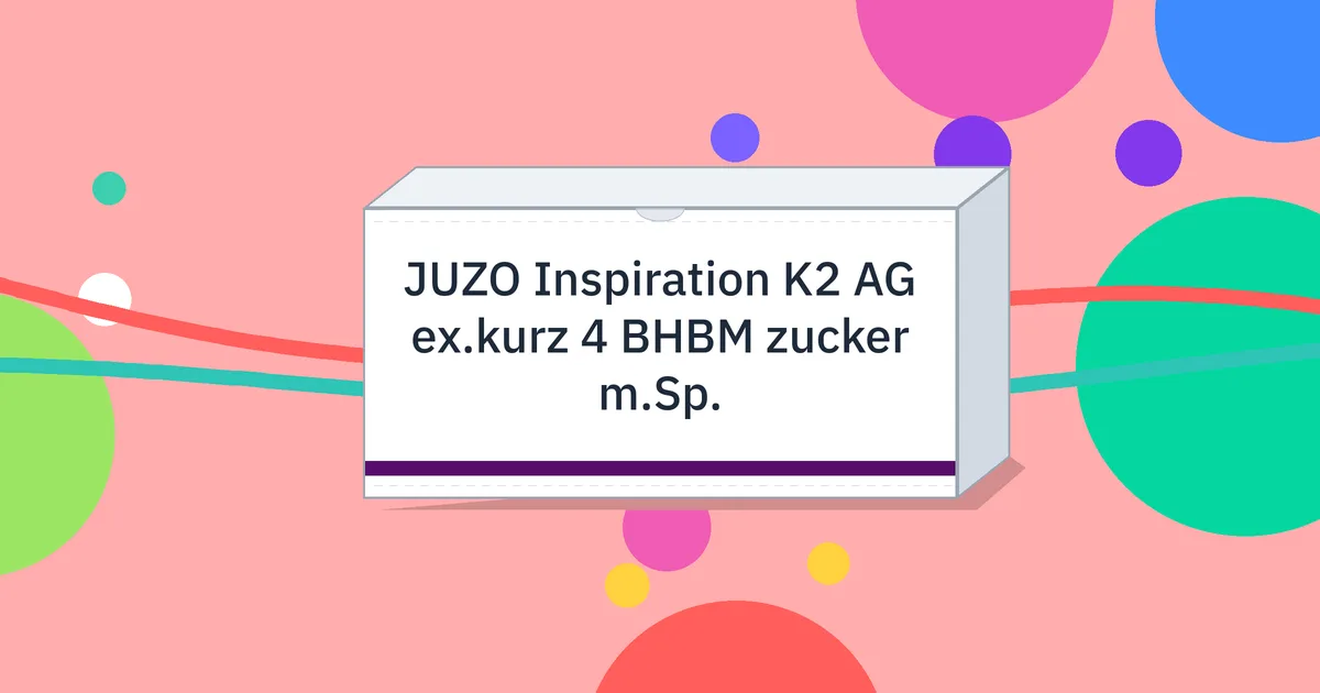 Symbolbild: Packung mit der Aufschrift JUZO Inspiration K2 AG ex.kurz 4 BHBM zucker m.Sp. (PZN 14875819) – Verfügbarkeit und Bezug in Apotheken in Frankfurt am Main