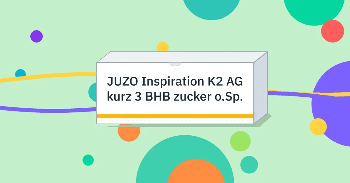 Symbolbild: Packung mit der Aufschrift JUZO Inspiration K2 AG kurz 3 BHB zucker o.Sp. (PZN 14834542) – Verfügbarkeit und Bezug in Apotheken in Frankfurt am Main
