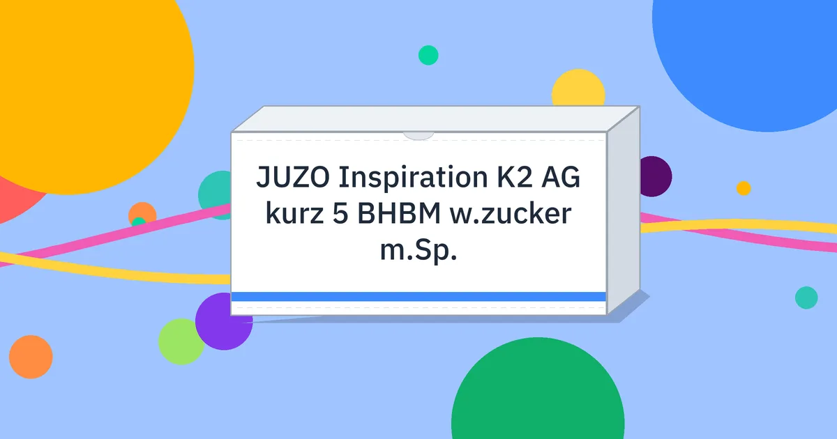 Symbolbild: Packung mit der Aufschrift JUZO Inspiration K2 AG kurz 5 BHBM w.zucker m.Sp. (PZN 14883084) – Verfügbarkeit und Bezug in Apotheken in Frankfurt am Main