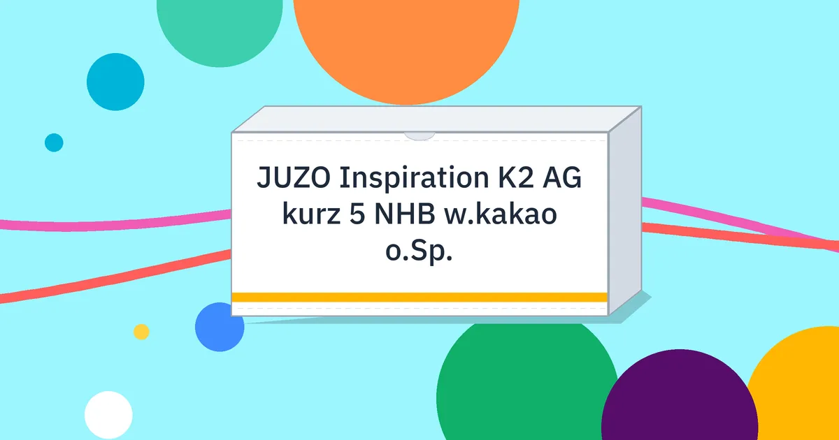 Symbolbild: Packung mit der Aufschrift JUZO Inspiration K2 AG kurz 5 NHB w.kakao o.Sp. (PZN 14922849) – Verfügbarkeit und Bezug in Apotheken in Frankfurt am Main