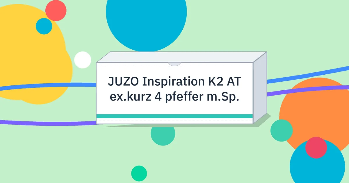 Symbolbild: Packung mit der Aufschrift JUZO Inspiration K2 AT ex.kurz 4 pfeffer m.Sp. (PZN 14953005) – Verfügbarkeit und Bezug in Apotheken in Frankfurt am Main