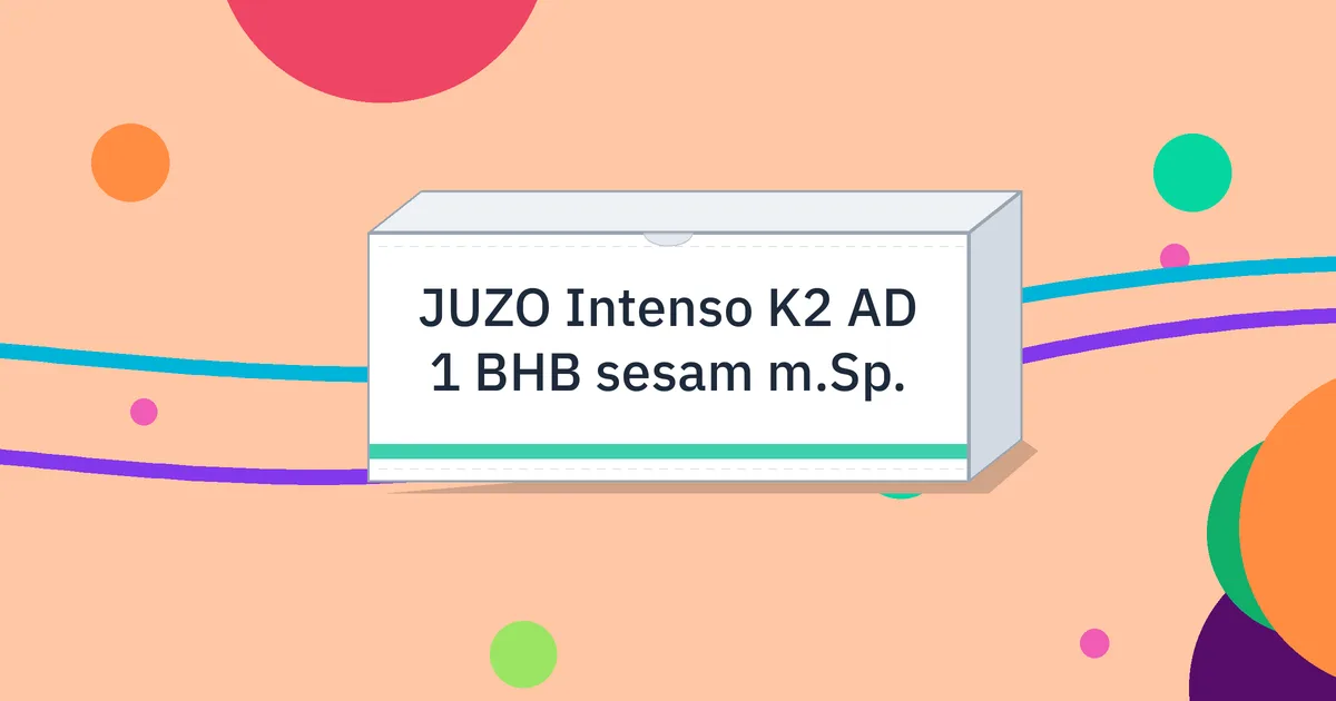 Symbolbild: Packung mit der Aufschrift JUZO Intenso K2 AD 1 BHB sesam m.Sp. (PZN 18613298) – Verfügbarkeit und Bezug in Apotheken in Frankfurt am Main