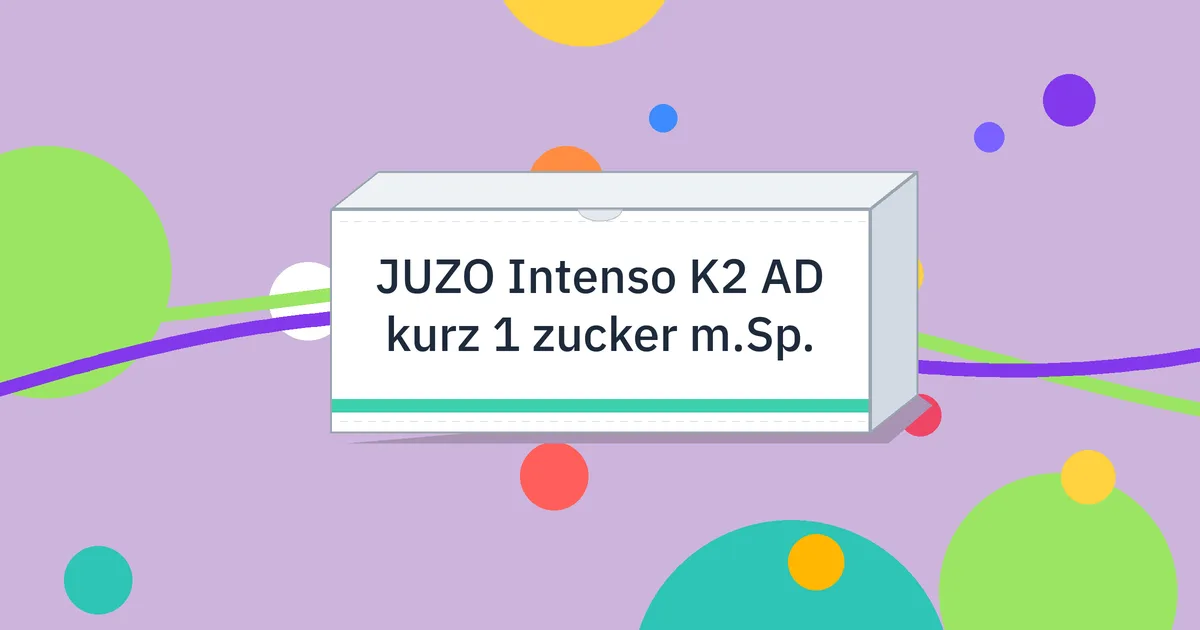 Symbolbild: Packung mit der Aufschrift JUZO Intenso K2 AD kurz 1 zucker m.Sp. (PZN 18607197) – Verfügbarkeit und Bezug in Apotheken in Frankfurt am Main