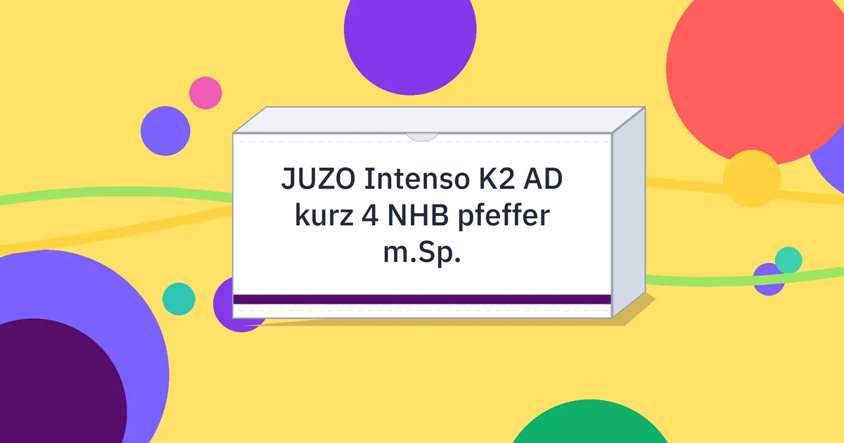 Symbolbild: Packung mit der Aufschrift JUZO Intenso K2 AD kurz 4 NHB pfeffer m.Sp. (PZN 18610839) – Verfügbarkeit und Bezug in Apotheken in Frankfurt am Main