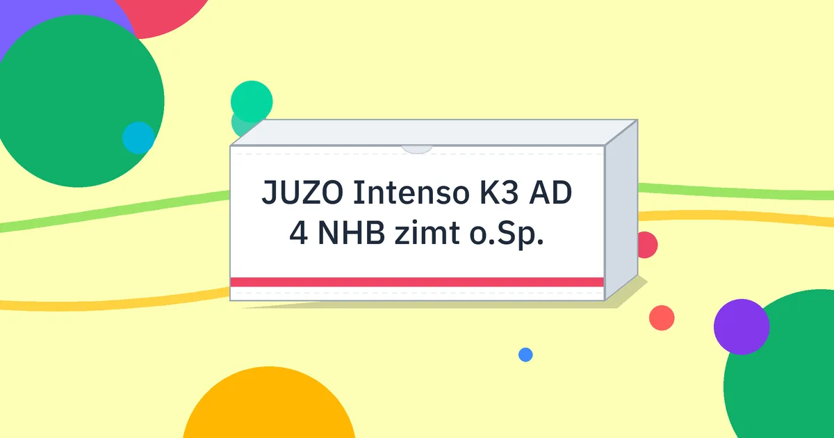 Symbolbild: Packung mit der Aufschrift JUZO Intenso K3 AD 4 NHB zimt o.Sp. (PZN 18641372) – Verfügbarkeit und Bezug in Apotheken in Frankfurt am Main