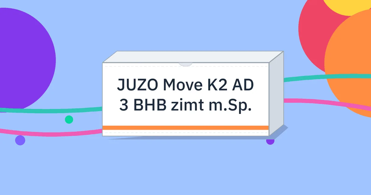 Symbolbild: Packung mit der Aufschrift JUZO Move K2 AD 3 BHB zimt m.Sp. (PZN 18507596) – Verfügbarkeit und Bezug in Apotheken in Frankfurt am Main