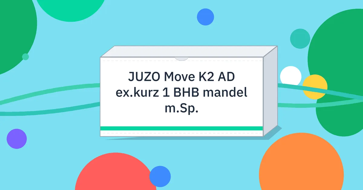 Symbolbild: Packung mit der Aufschrift JUZO Move K2 AD ex.kurz 1 BHB mandel m.Sp. (PZN 16340620) – Verfügbarkeit und Bezug in Apotheken in Frankfurt am Main
