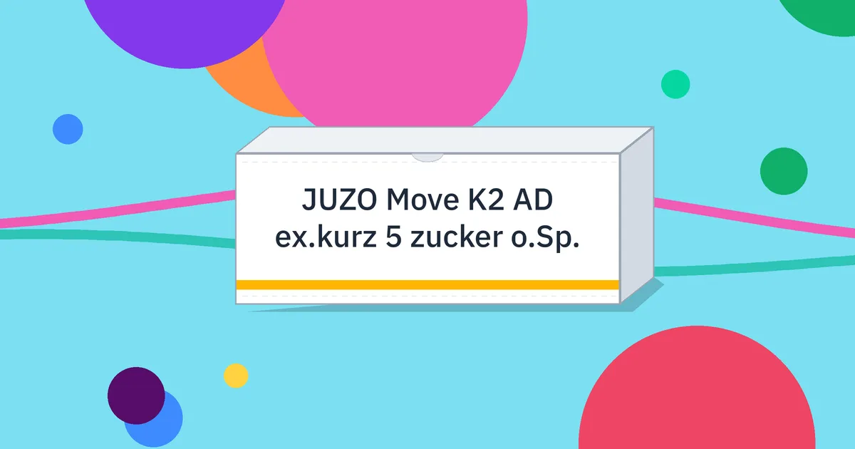 Symbolbild: Packung mit der Aufschrift JUZO Move K2 AD ex.kurz 5 zucker o.Sp. (PZN 18510428) – Verfügbarkeit und Bezug in Apotheken in Frankfurt am Main