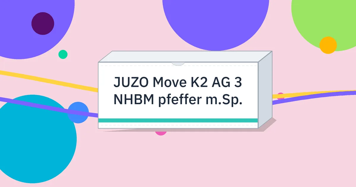 Symbolbild: Packung mit der Aufschrift JUZO Move K2 AG 3 NHBM pfeffer m.Sp. (PZN 16642309) – Verfügbarkeit und Bezug in Apotheken in Frankfurt am Main
