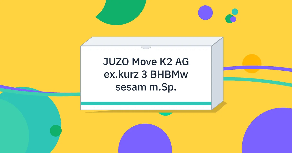 Symbolbild: Packung mit der Aufschrift JUZO Move K2 AG ex.kurz 3 BHBMw sesam m.Sp. (PZN 18532832) – Verfügbarkeit und Bezug in Apotheken in Frankfurt am Main