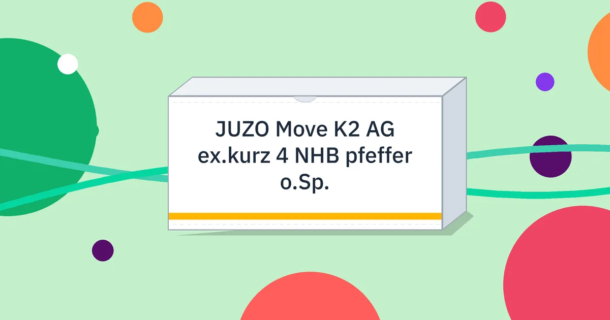 Symbolbild: Packung mit der Aufschrift JUZO Move K2 AG ex.kurz 4 NHB pfeffer o.Sp. (PZN 16639052) – Verfügbarkeit und Bezug in Apotheken in Frankfurt am Main