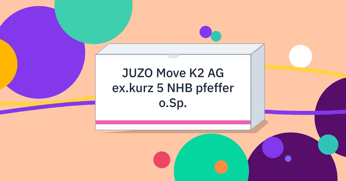 Symbolbild: Packung mit der Aufschrift JUZO Move K2 AG ex.kurz 5 NHB pfeffer o.Sp. (PZN 16639069) – Verfügbarkeit und Bezug in Apotheken in Frankfurt am Main