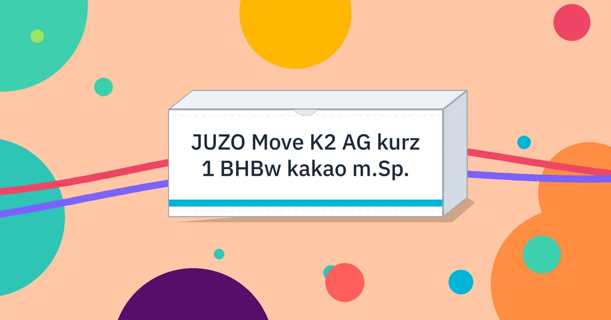Symbolbild: Packung mit der Aufschrift JUZO Move K2 AG kurz 1 BHBw kakao m.Sp. (PZN 18560047) – Verfügbarkeit und Bezug in Apotheken in Frankfurt am Main